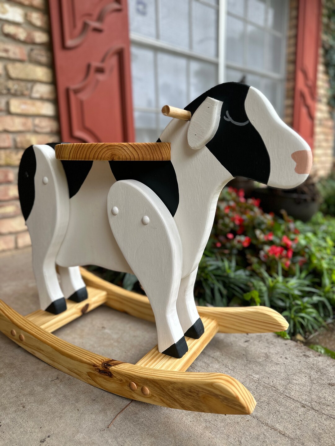 Cow Rocker Wooden Rocking Horse for Toddler Rocker Ride on Toy Baby ...