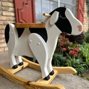 Cow Rocker Wooden Rocking Horse for Toddler Rocker Ride on Toy Baby ...