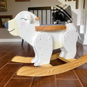 Wooden Rocking Polar Bear for Toddler Rocker Ride on Toy Baby Shower ...