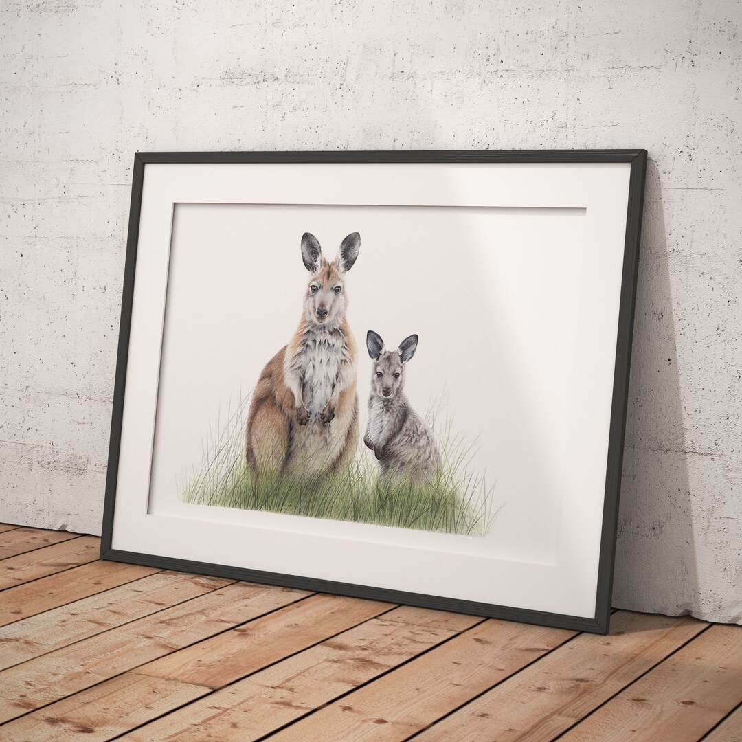 Wallaroo & Joey Print, Australia Print - Kangaroo Print - Etsy Australia