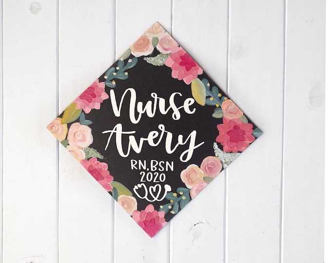Painted Graduation Cap Floral Graduation Cap Hand Painted Graduation ...