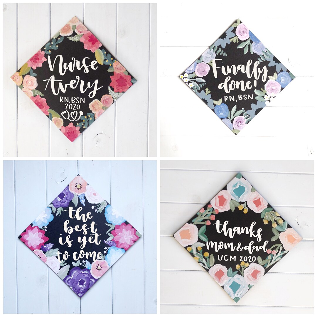 Graduation Cap- Custom Hand Painted Graduation Cap Topper- Cardstock ...