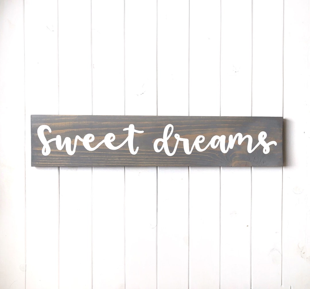 Sweet Dreams Sign- Sweet Dreams Wood Sign- Sign for Above Bed- Bedroom ...