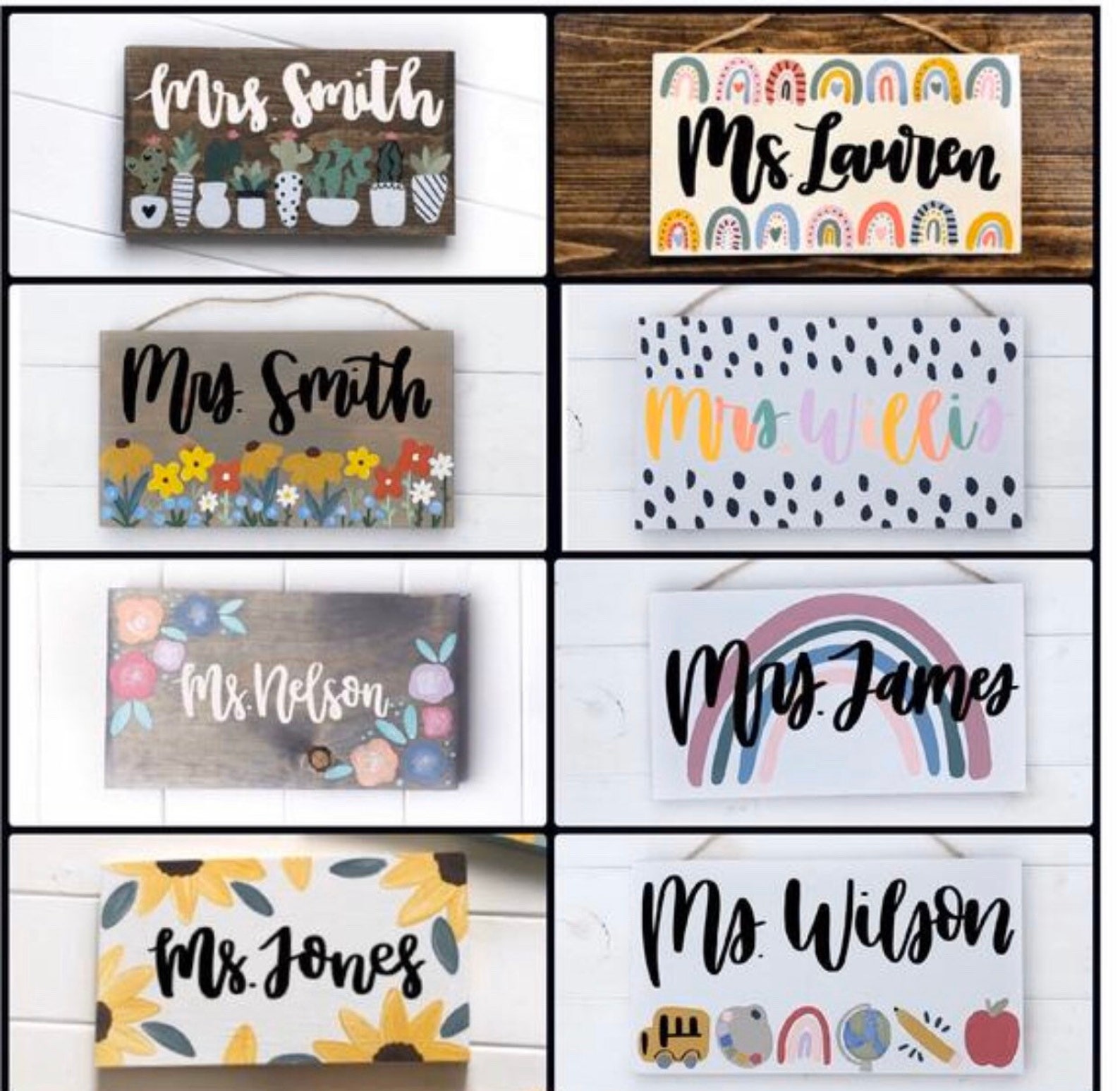 Teacher Classroom Sign Personalized Floral Name Sign Teacher - Etsy