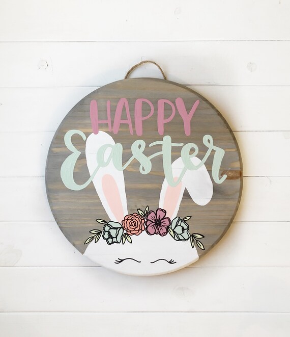 Happy Easter Front Door Sign Easter Door Hanger Spring Door | Etsy