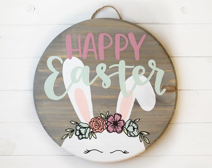 Happy Easter Front Door Sign Easter Door Hanger Spring Door Hanger ...