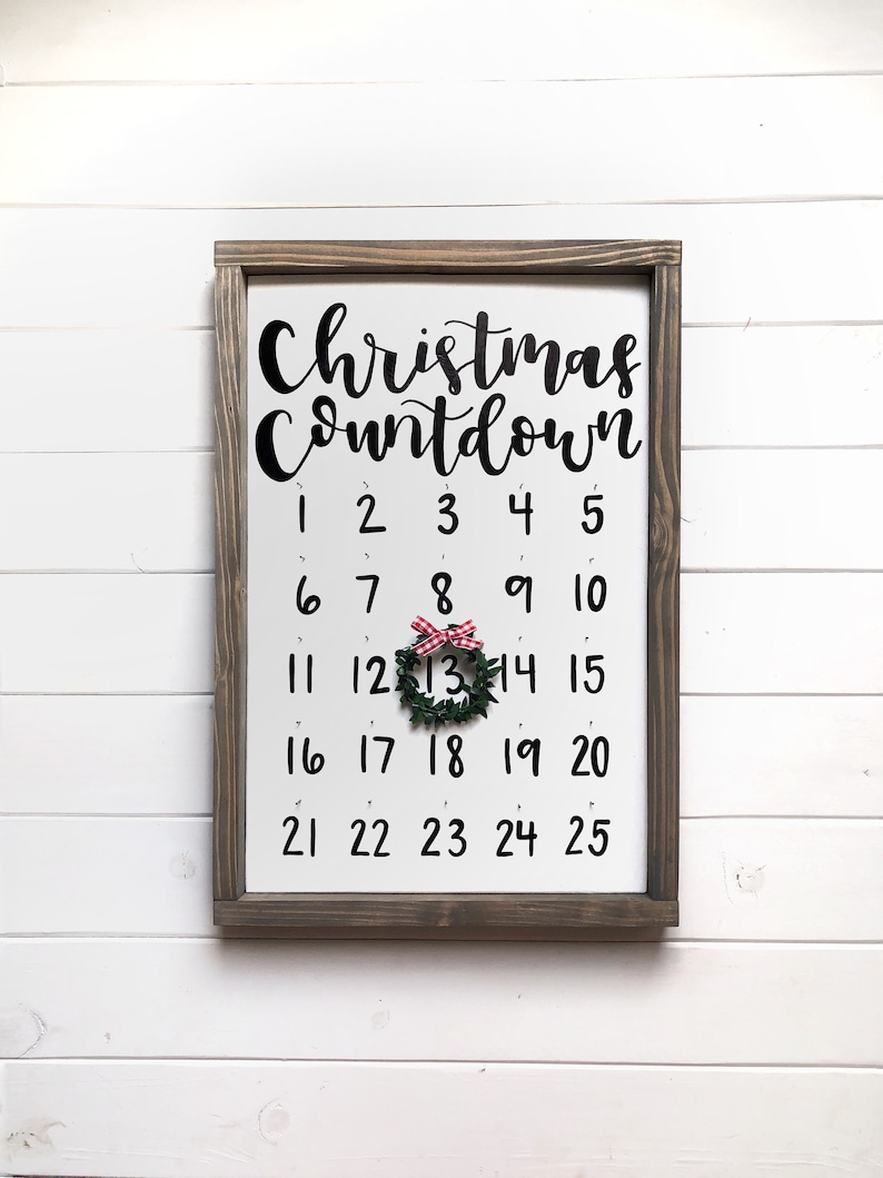 Christmas Countdown- Advent Calendar Sign- Wreath Countdown- Christmas ...
