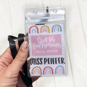 Classroom Hall Pass- Hall Pass Lanyard Set- Teacher Hall Pass- Custom ...