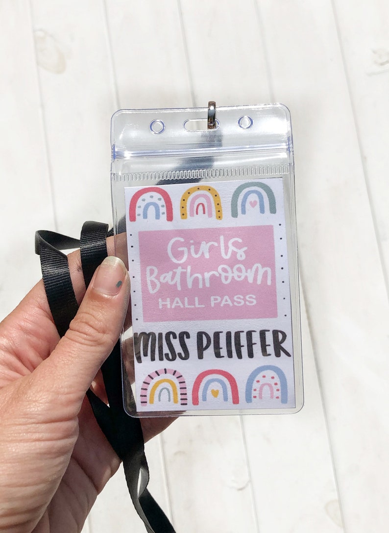 Classroom Hall Pass Hall Pass Lanyard Set Teacher Hall Pass - Etsy