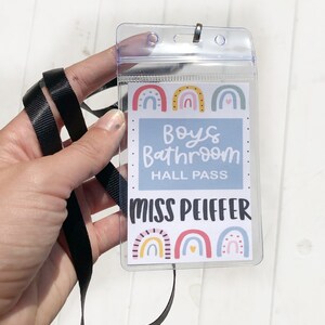 Classroom Hall Pass- Hall Pass Lanyard Set- Teacher Hall Pass- Custom ...