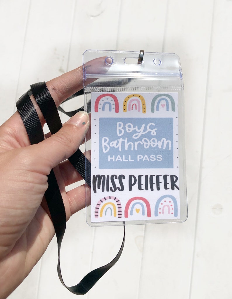 Classroom Hall Pass Hall Pass Lanyard Set Teacher Hall Pass - Etsy