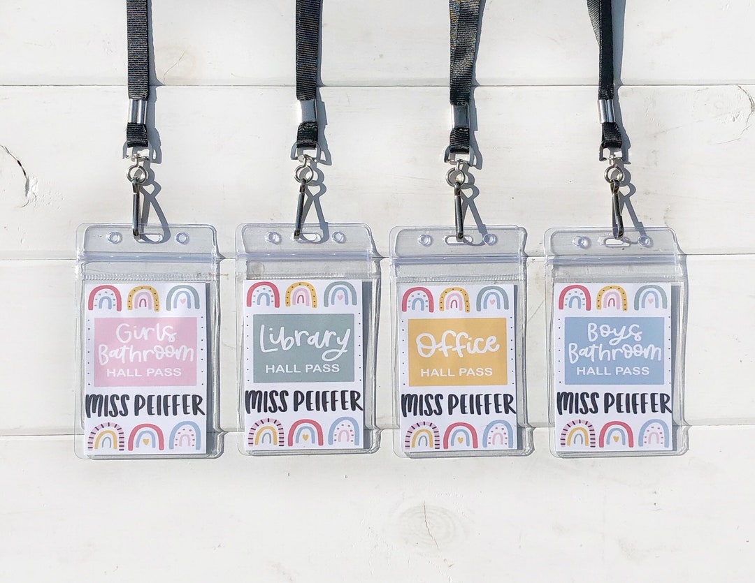 Classroom Hall Pass- Hall Pass Lanyard Set- Teacher Hall Pass- Custom ...