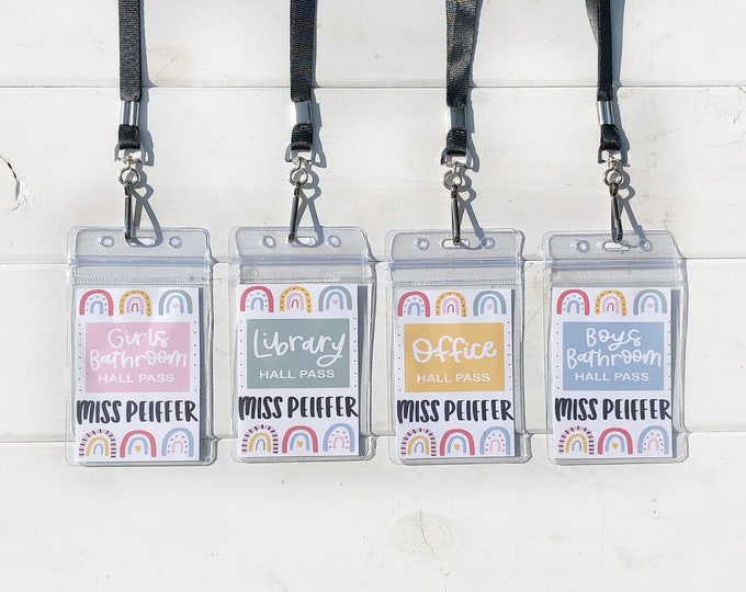 Classroom Hall Pass Hall Pass Lanyard Set Teacher Hall Pass Custom Hall ...