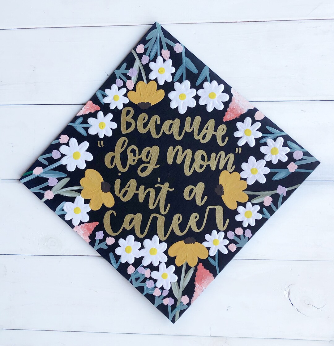 Painted Graduation Cap- Custom Graduation Cap Topper- Daisy Graduation ...