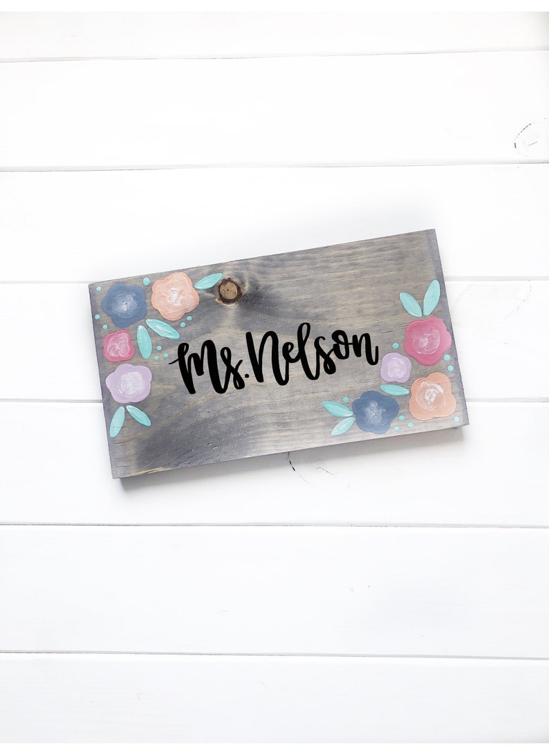 Teacher Classroom Sign Personalized Floral Name Sign Teacher - Etsy