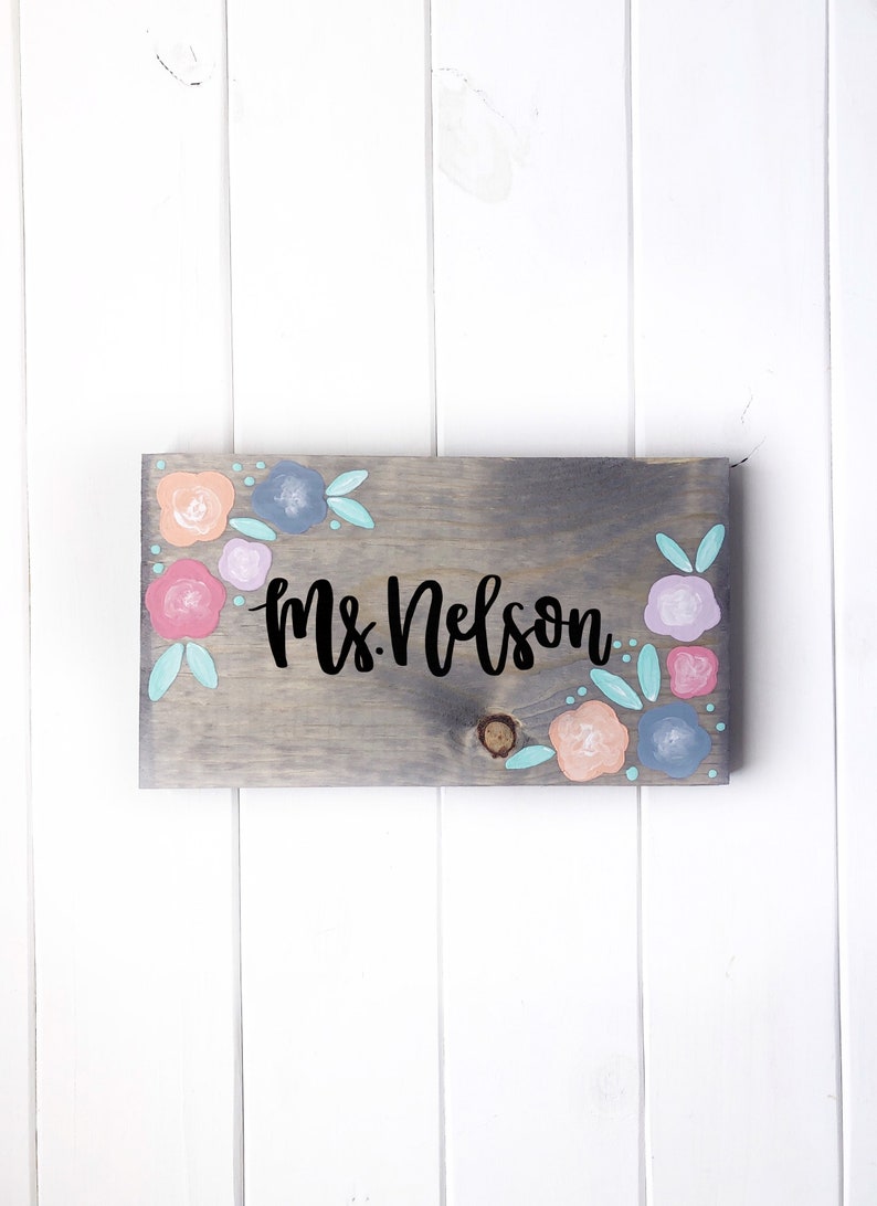 Teacher Classroom Sign Personalized Floral Name Sign Teacher - Etsy