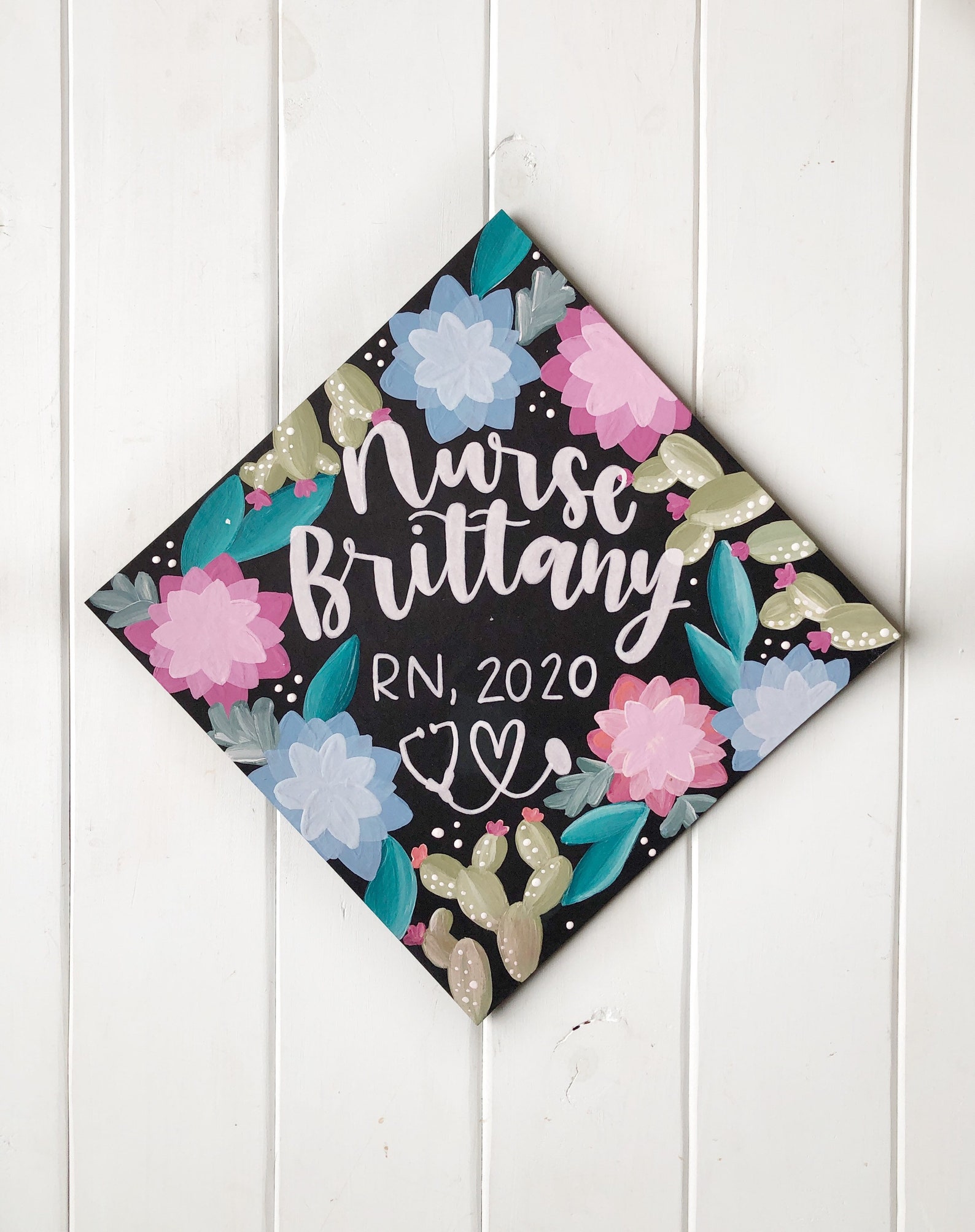 Painted Graduation Cap Custom Graduation Cap Topper Cactus | Etsy