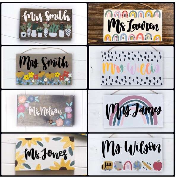 Rainbow Teacher Sign - Etsy