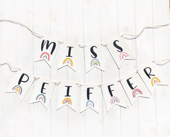 Teacher Name Banner Custom Teacher Name Sign Teacher Banner - Etsy