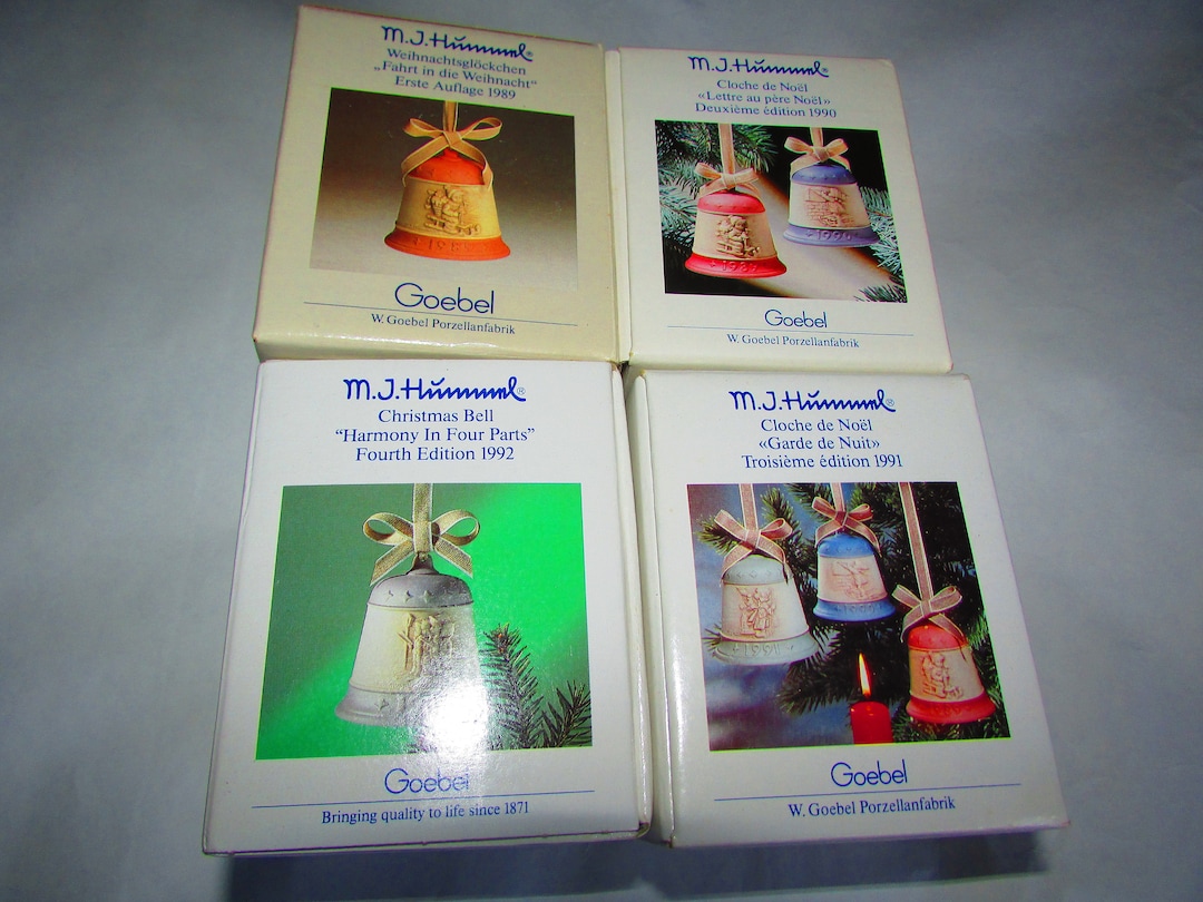89, 90, 91, 92 Goebel Hummel Christmas Bells With Boxes and Ribbons ...