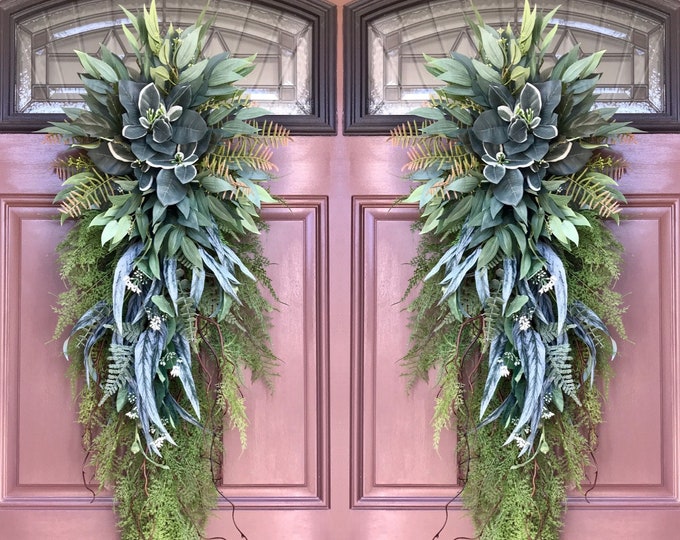 Double Door Greenery Door Swags, Front Door Swags, Elegant Door Swags ...