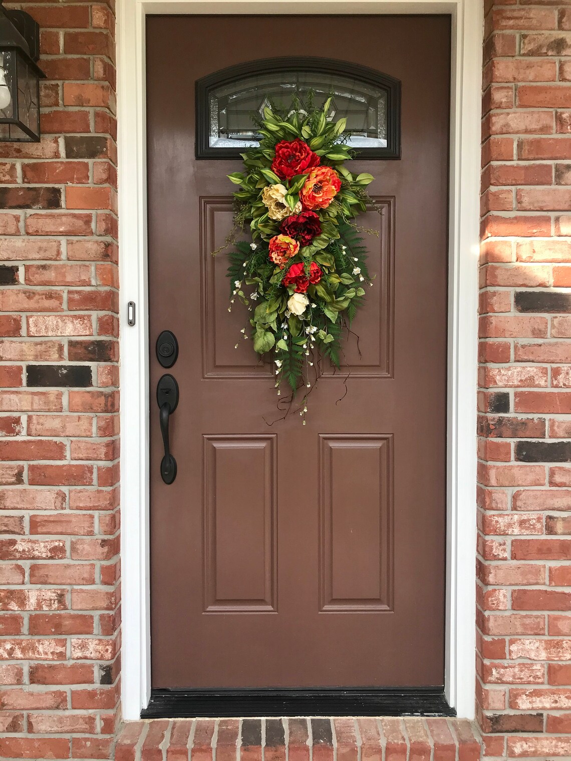 Spring Door Swag Vibrant Peony Door Swag Vertical Wreath | Etsy