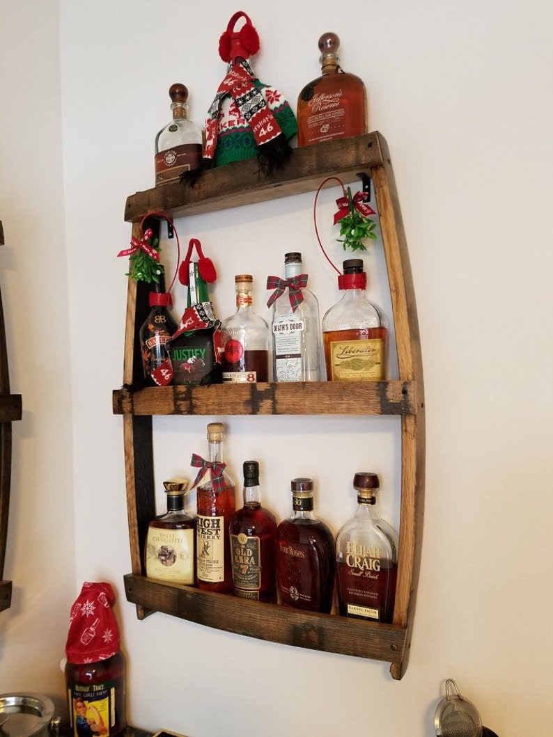Barrel Shelf Wood Bar Shelf Stave Shelf Bourbon Barrel | Etsy