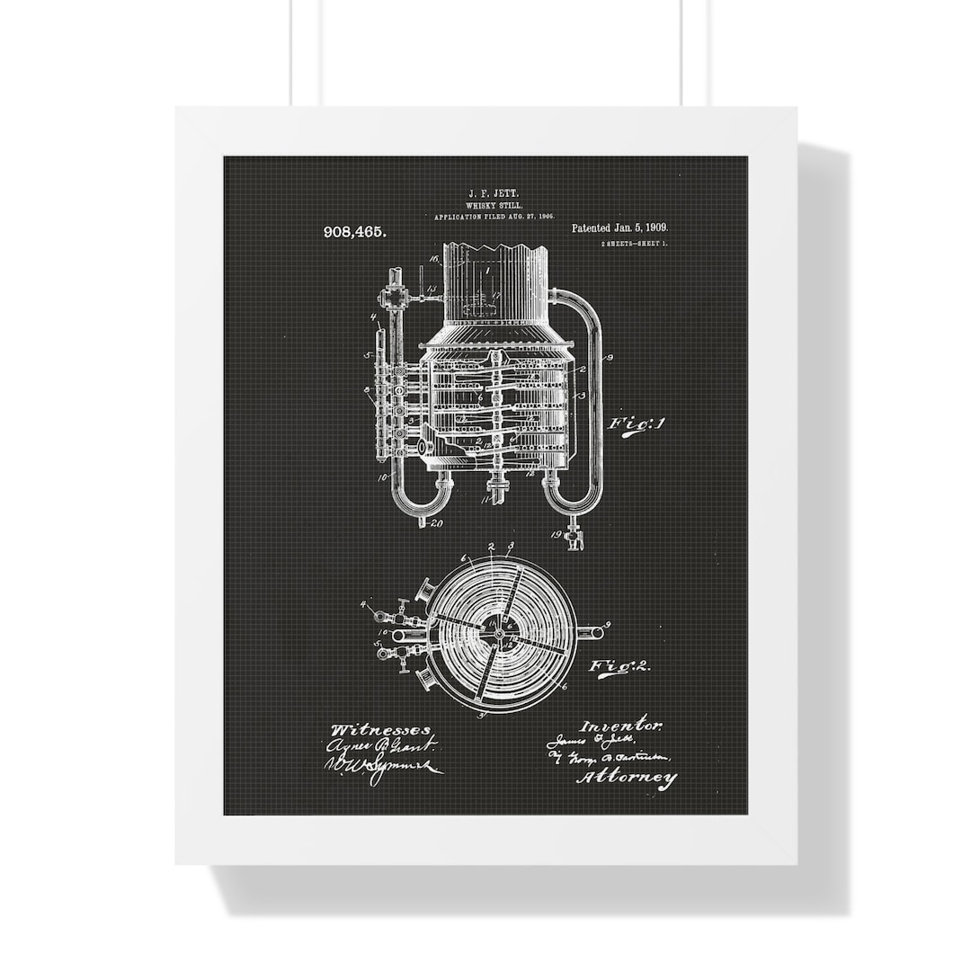 Blackprint 1909 Whisky Still Patent Art | Modern Black & White Decor ...