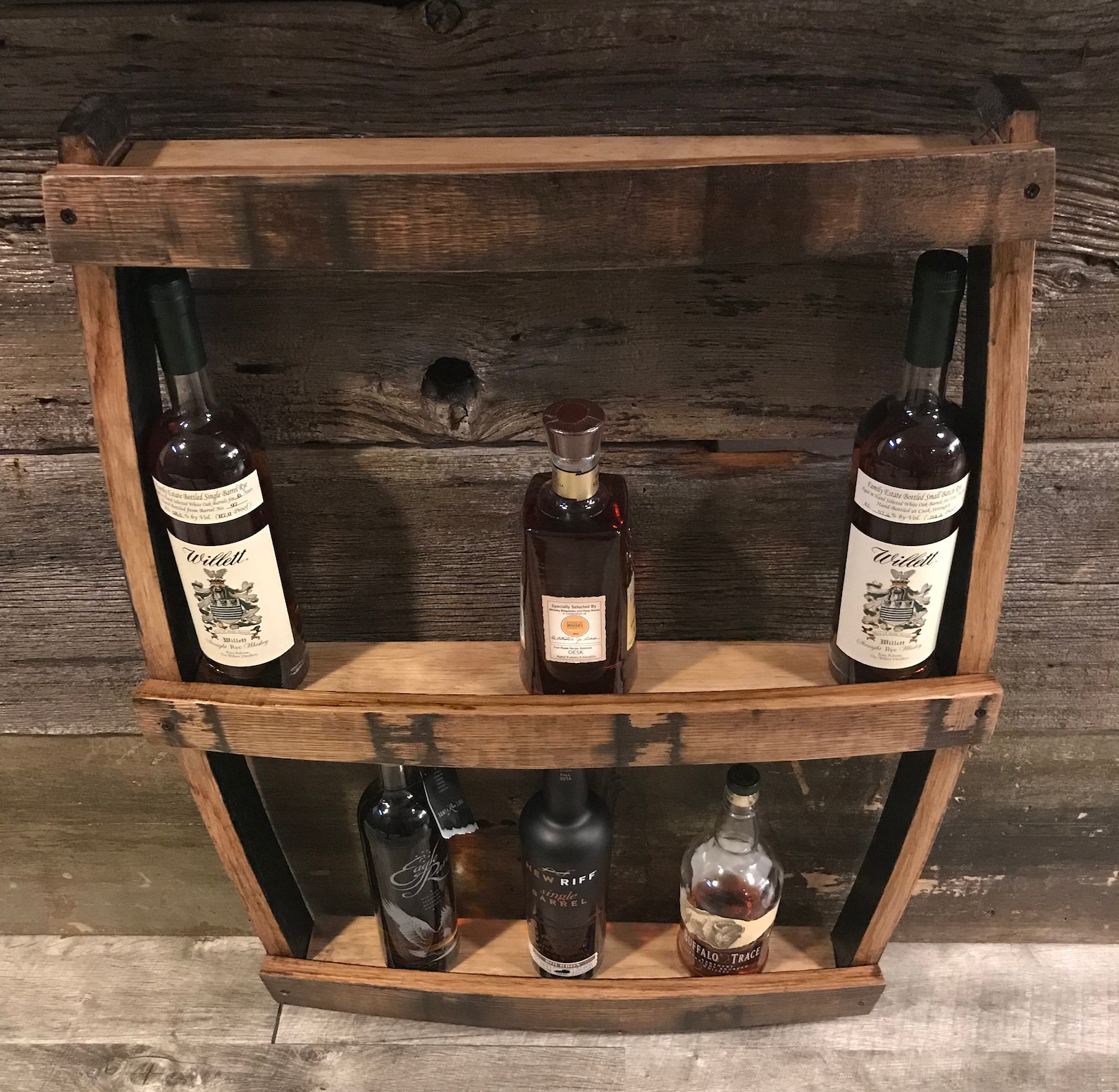 Barrel Shelf Wood Bar Shelf Stave Shelf Bourbon Barrel | Etsy