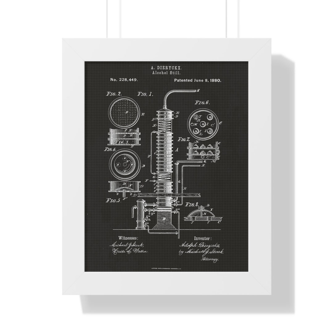 Blackprint 1880 Alcohol Still Patent Art | Modern Black & White Decor ...