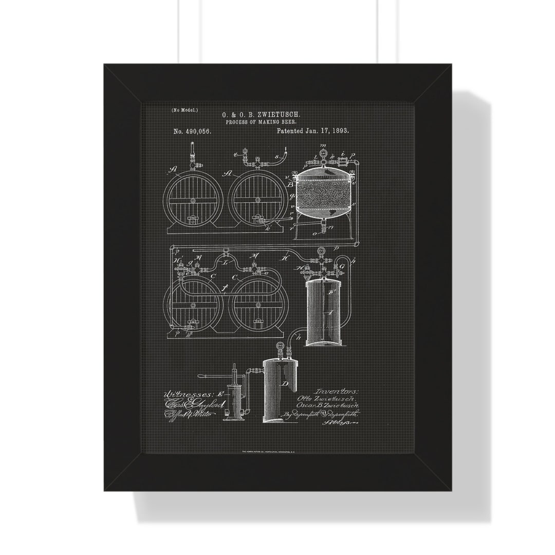 Blackprint Beer Patent Poster | Antique 1893 Brewery Process Wall Art ...