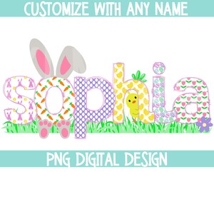 Easter Bunny Name Tag PNG Design, Personalized Spring Letters for ...