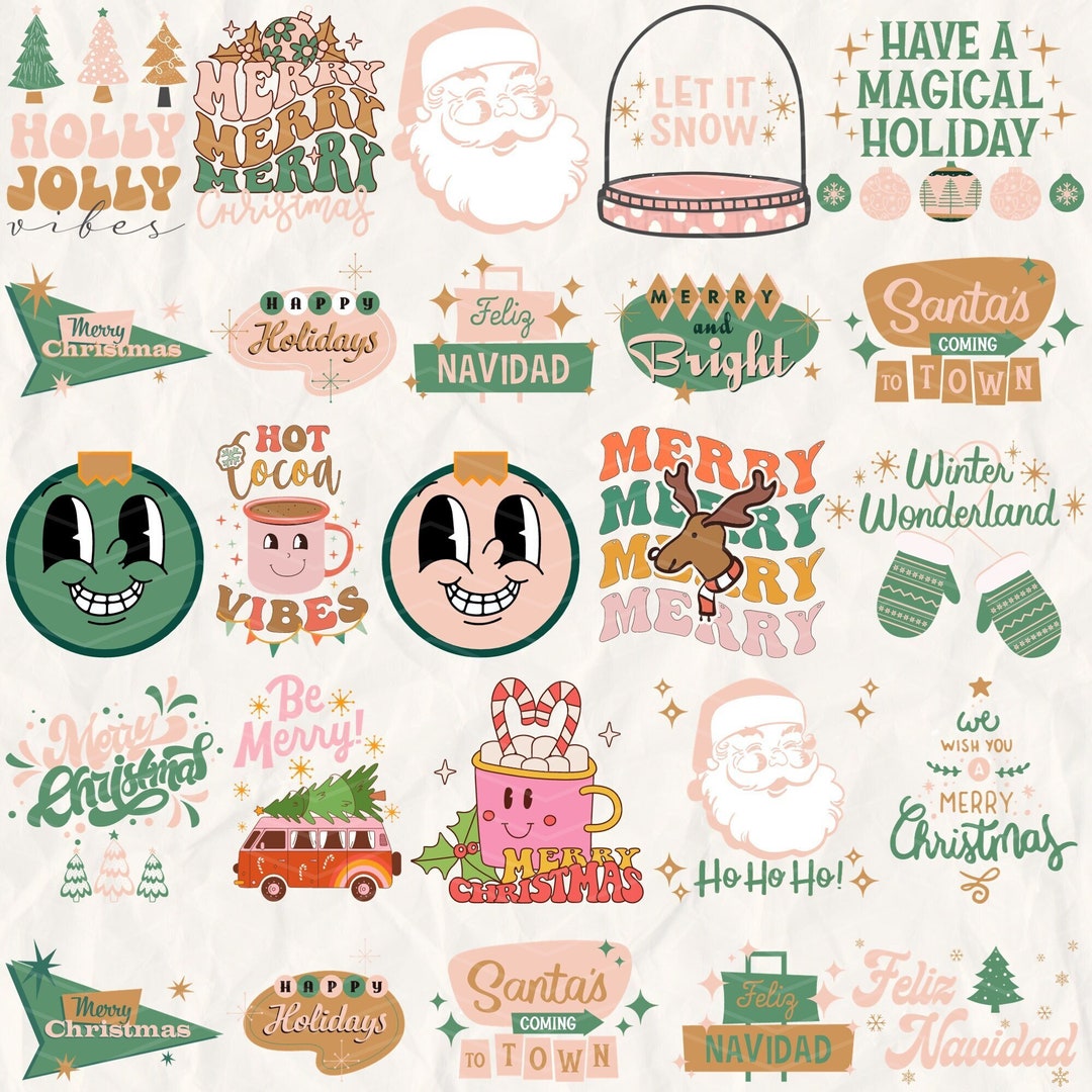 Retro Christmas PNG & SVG Bundle, Pink Christmas, Christmas Shirt ...