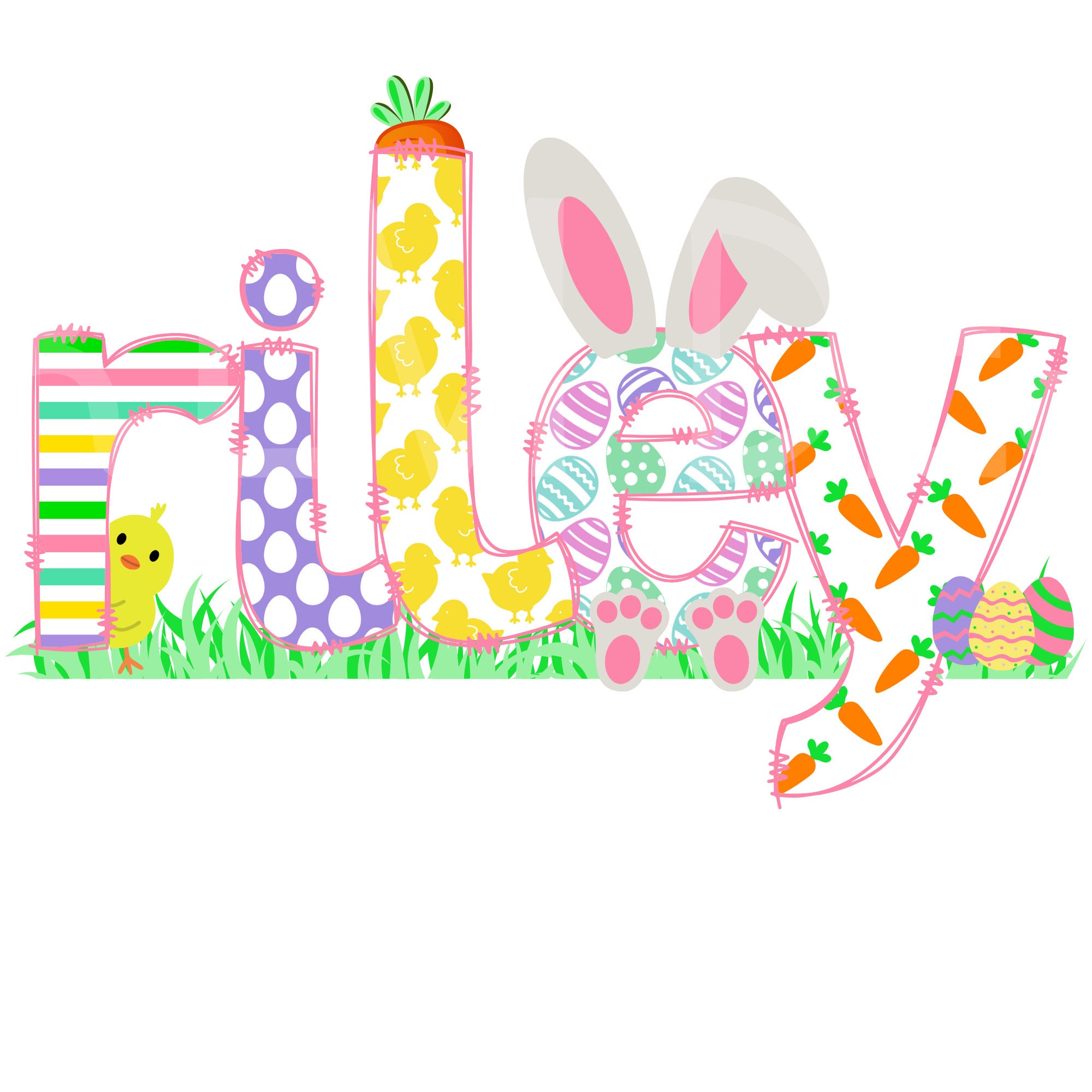 Easter Bunny Name Tag PNG Design, Personalized Spring Letters for ...