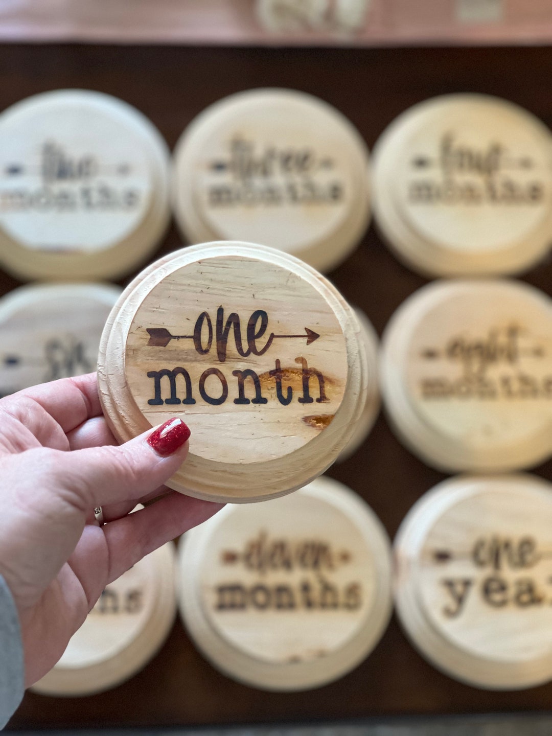 Monthly Baby Milestone Photo Props, Wood Burned Plaques for Infant ...