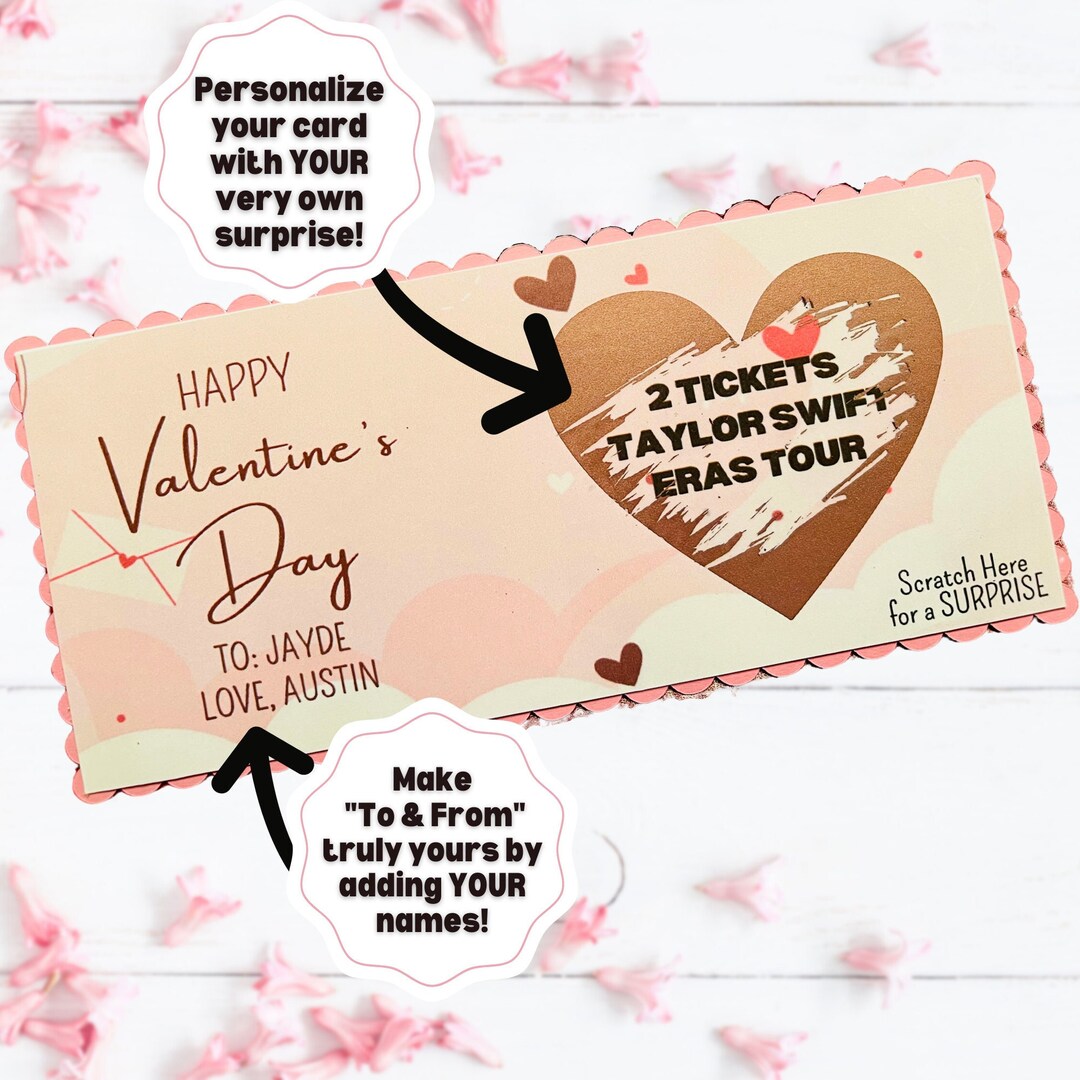Valentine’s Scratch off Gift Ticket, Surprise Reveal Voucher Customized ...