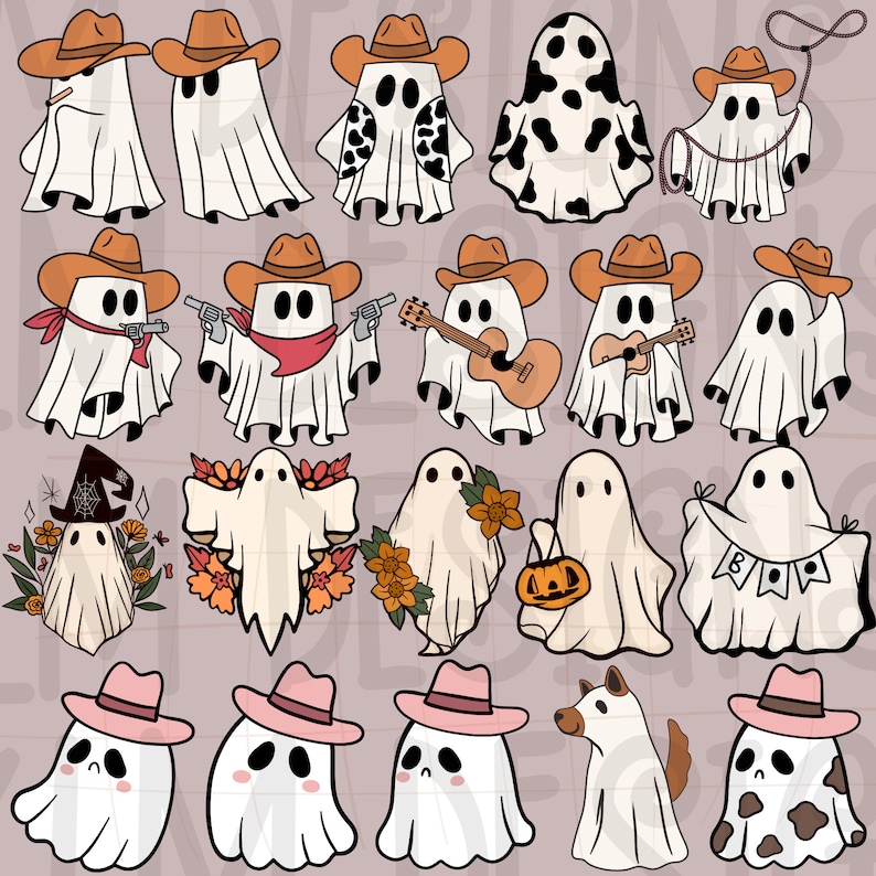 Western Halloween Png Bundle | Cowboy Ghost SVG Bundle | Country Ghosts ...