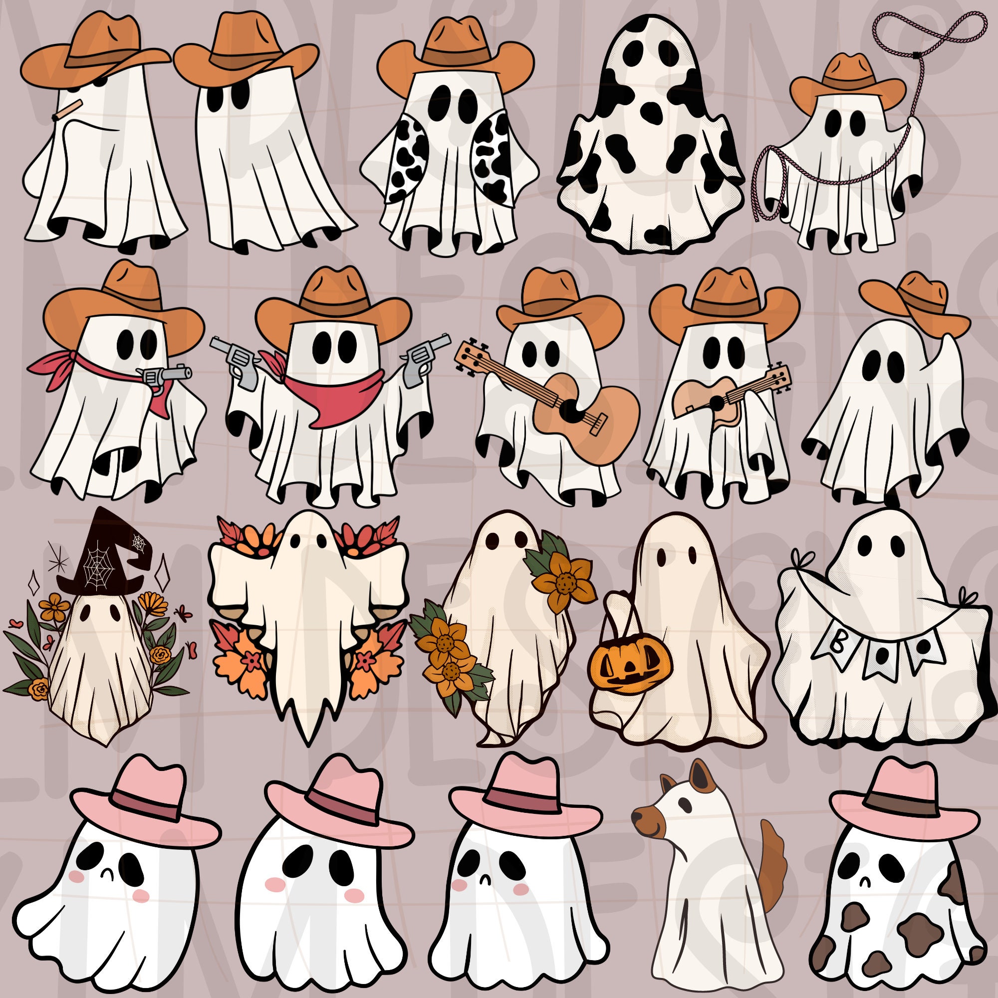 Western Halloween Png Bundle | Cowboy Ghost SVG Bundle | Country Ghosts ...