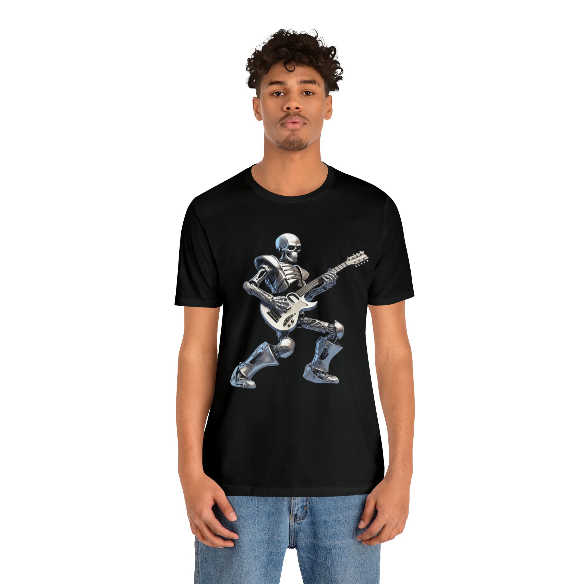 Skeleton Robot Playing Guitar Shirt Halloween Skeleton Rock and Roll ...