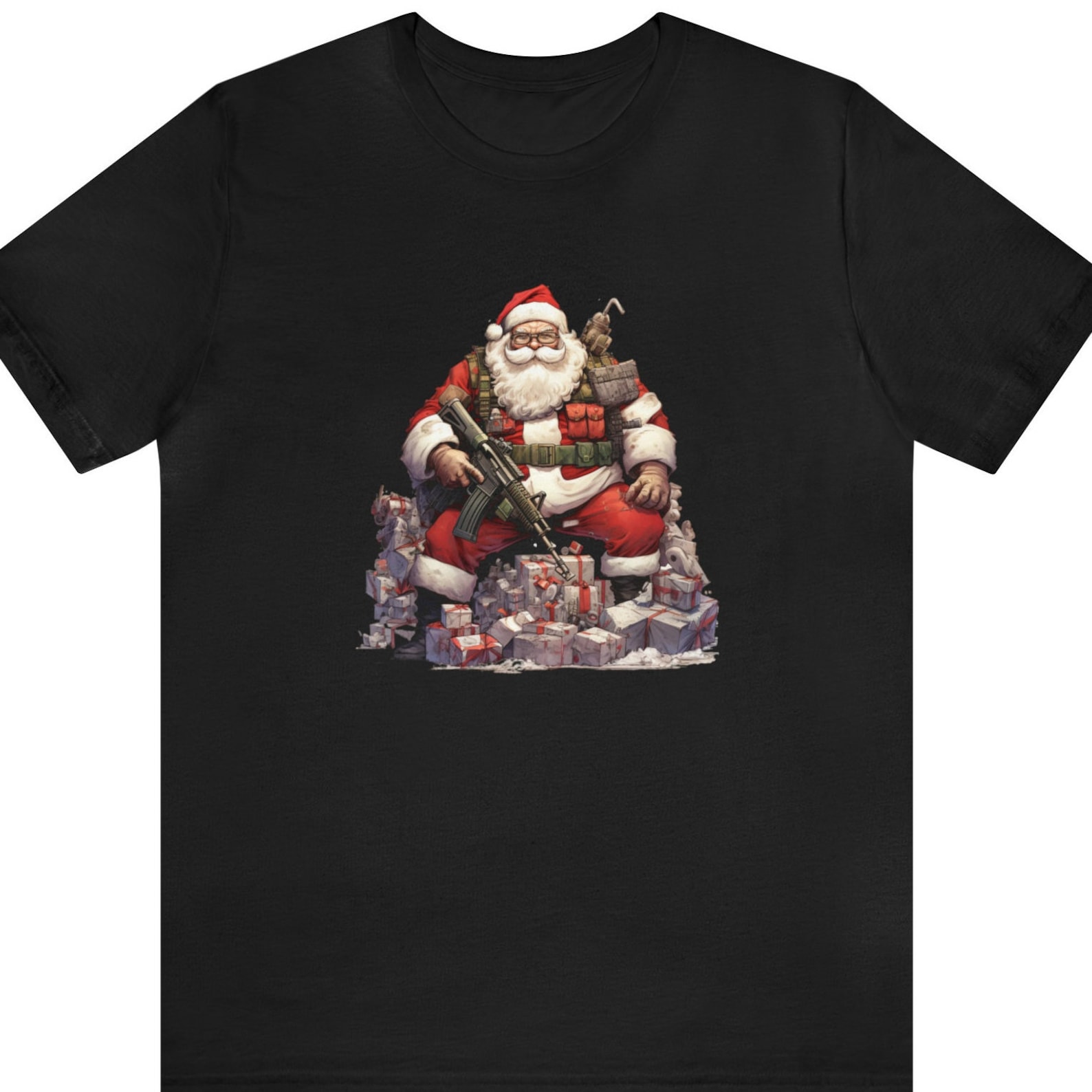 Tactical Santa Claus Unisex Jersey Short Sleeve Tee Military Christmas ...