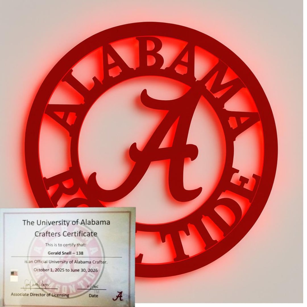 Alabama Crimson Tide LED Sign | Licensed Handmade Wall Decor - Etsy