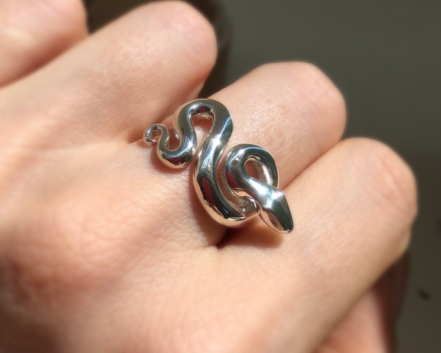 Minimalist Snake Ring in Solid .925 Sterling Silver / Made in | Etsy