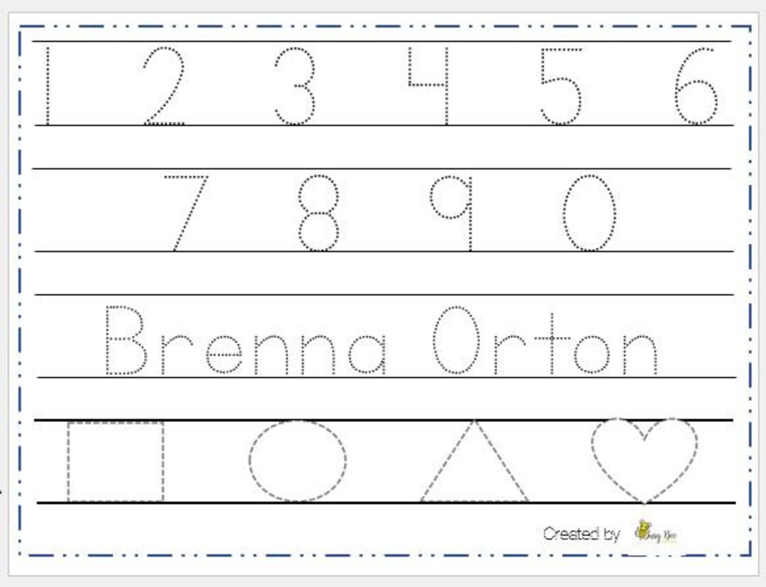Alphabet, Shape, Number and Name Tracing Sheet. - Etsy
