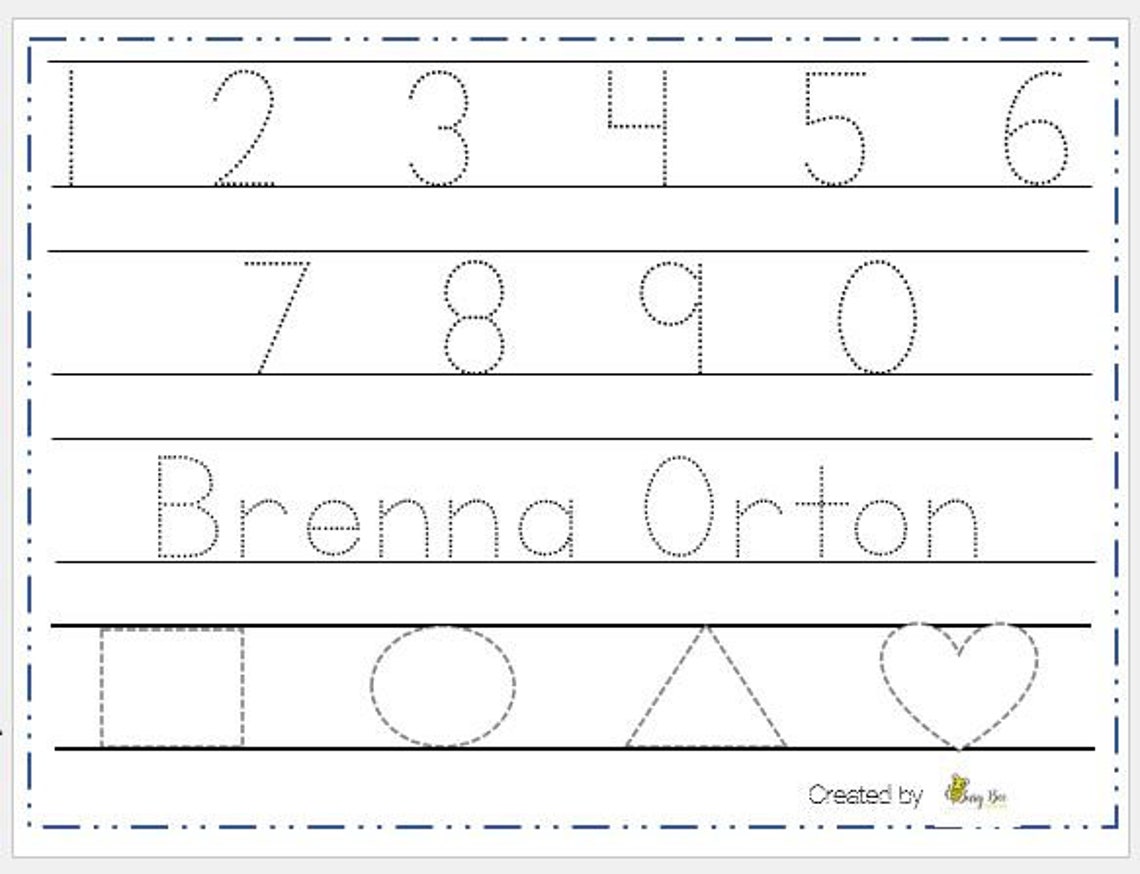 Alphabet, Shape, Number and Name Tracing Sheet. - Etsy