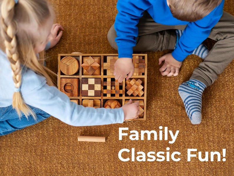 HB3F Handmade Acacia Wood Puzzle Box Set – 12 Brain Teasers Hand ...