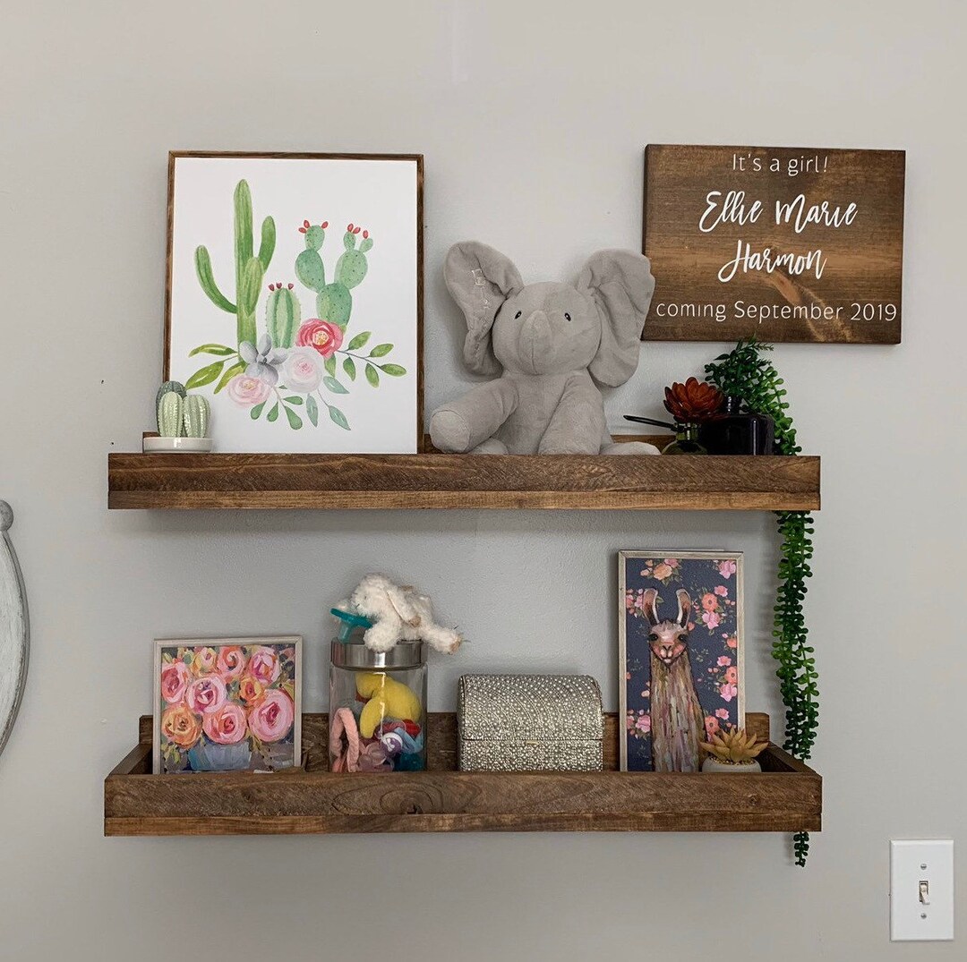 Wood Book Shelf | the Ellie | Rustic Shelving Wall Mounted Shelf ...