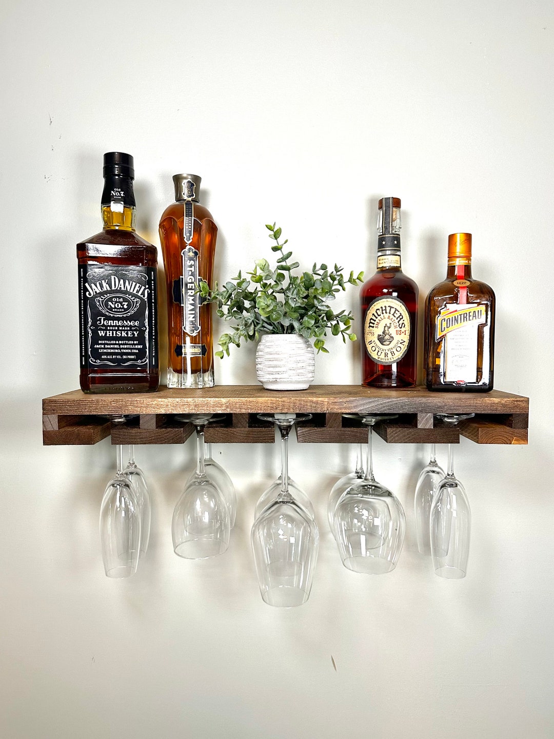 Floating Wood Wine Rack | the FLOATER | Shelf & Hanging Stemware Glass ...