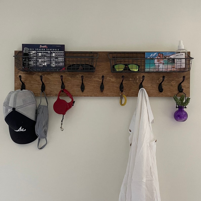 Industrial Basket Entryway Organizer | the Pat | Key Hooks Wall Mounted ...