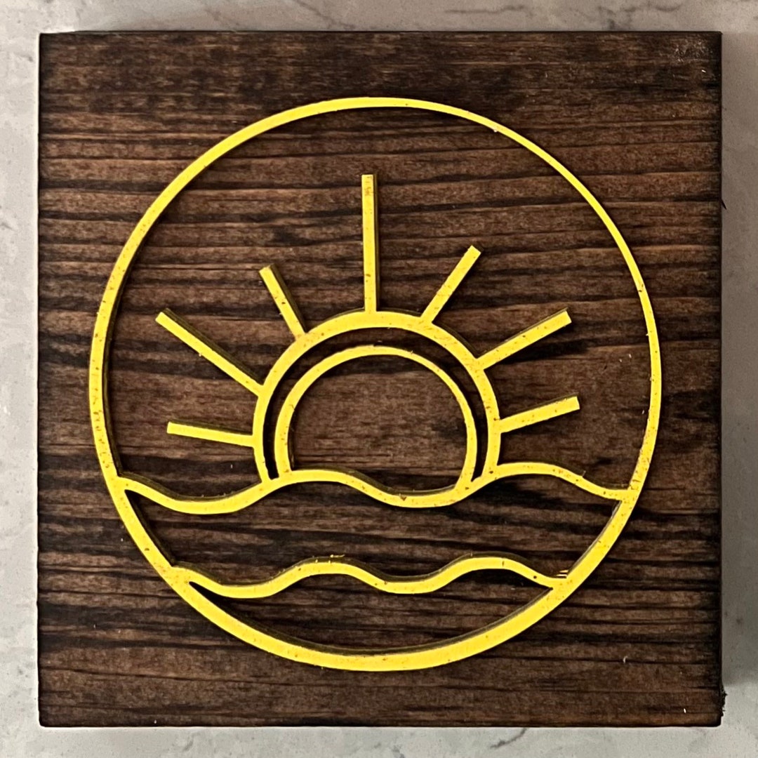 Beach Sign | Art Palm Tree Ocean Waves Sunrise Sunset Seagulls Wood ...