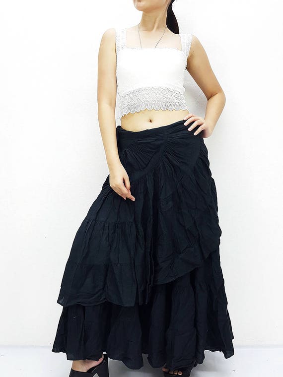 Women Cotton Skirt Tiered Ruffle Skirt Long Skirt Maxi Wrap | Etsy
